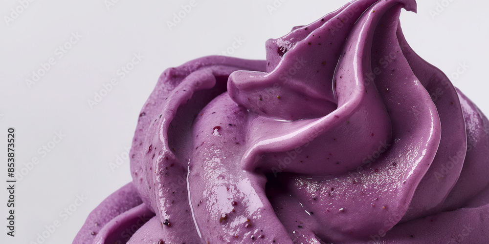 An image of artisanal plum and cinnamon gelato, with deep purple hues ...