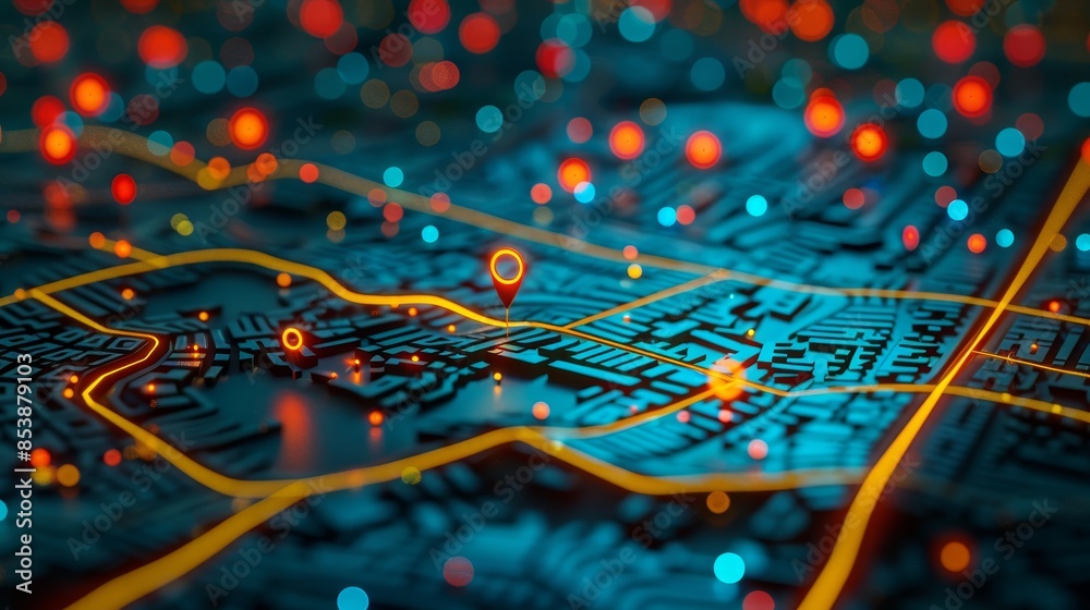 Geographic Information System (GIS): A 3D vector illustration of a map ...