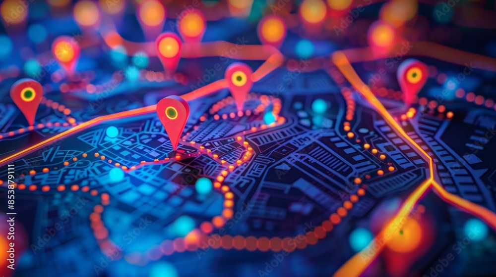 Geographic Information System (GIS): A 3D vector illustration of a map ...