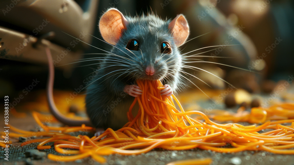 cute cartoon rats eating electrical wires from a car engine like ...