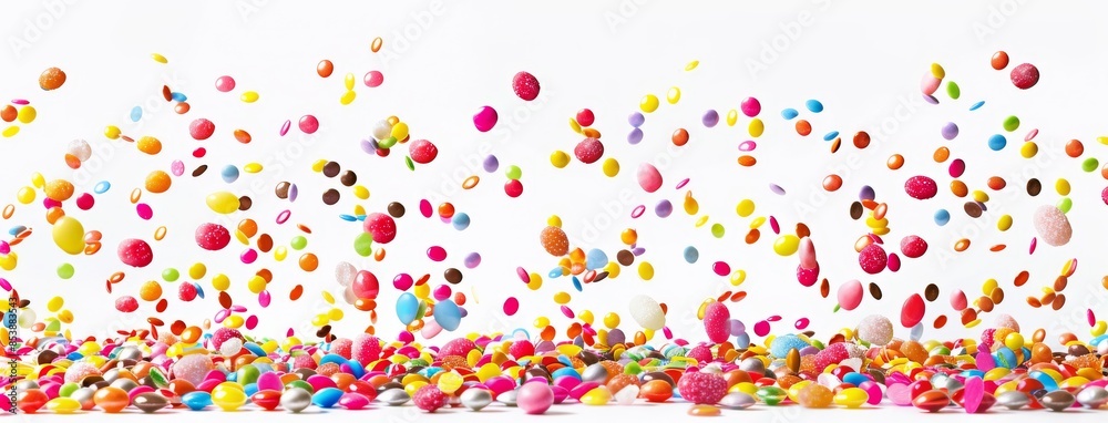 A colorful rainbow candy falls on a transparent background, png ...