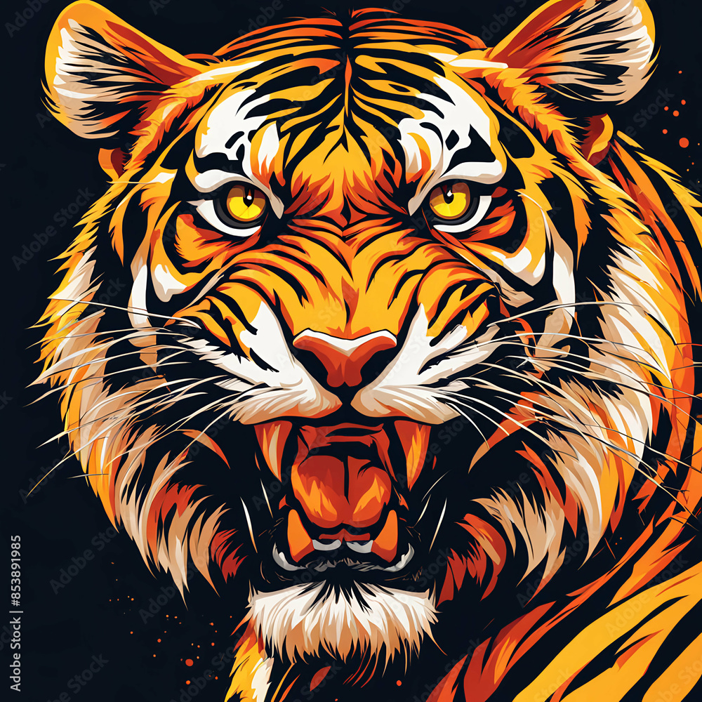 Tiger Fire Energy, tiger head, A tiger with its mouth open showing its ...