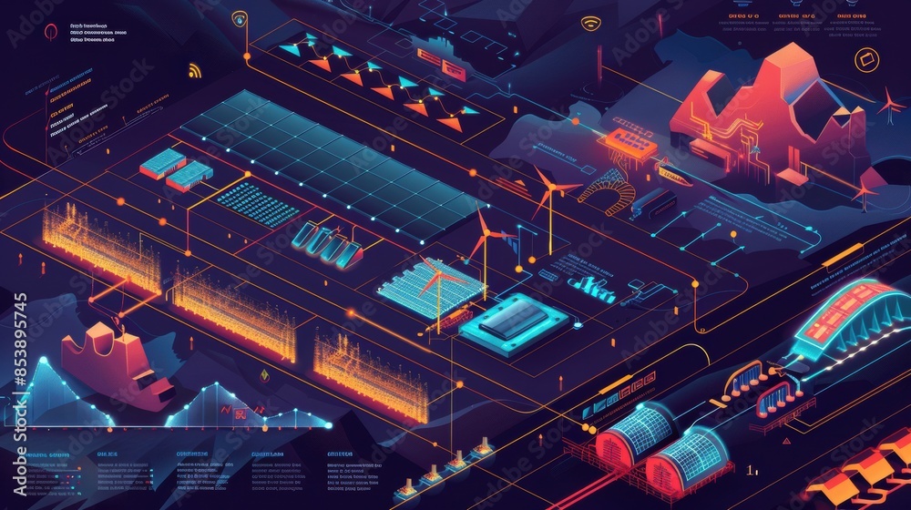 Futuristic infographic design showcasing renewable energy sources ...