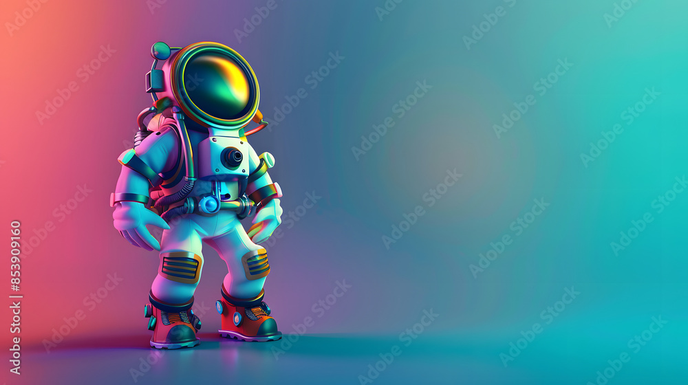 An underwater diver, depicted as a 3D cartoon character, explores the ...