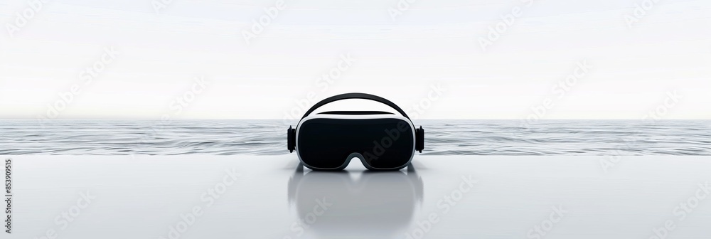 Virtual Reality, a minimalistic 3D abstract VR game scene on a clean ...