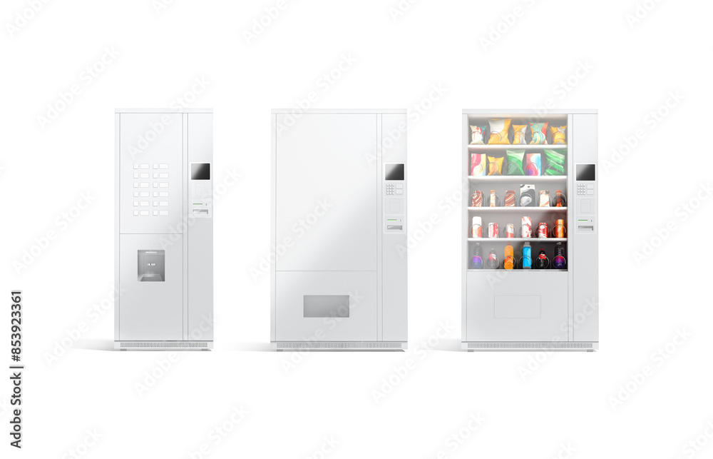 Blank coffee vending machine mockup, different types, front view Stock ...