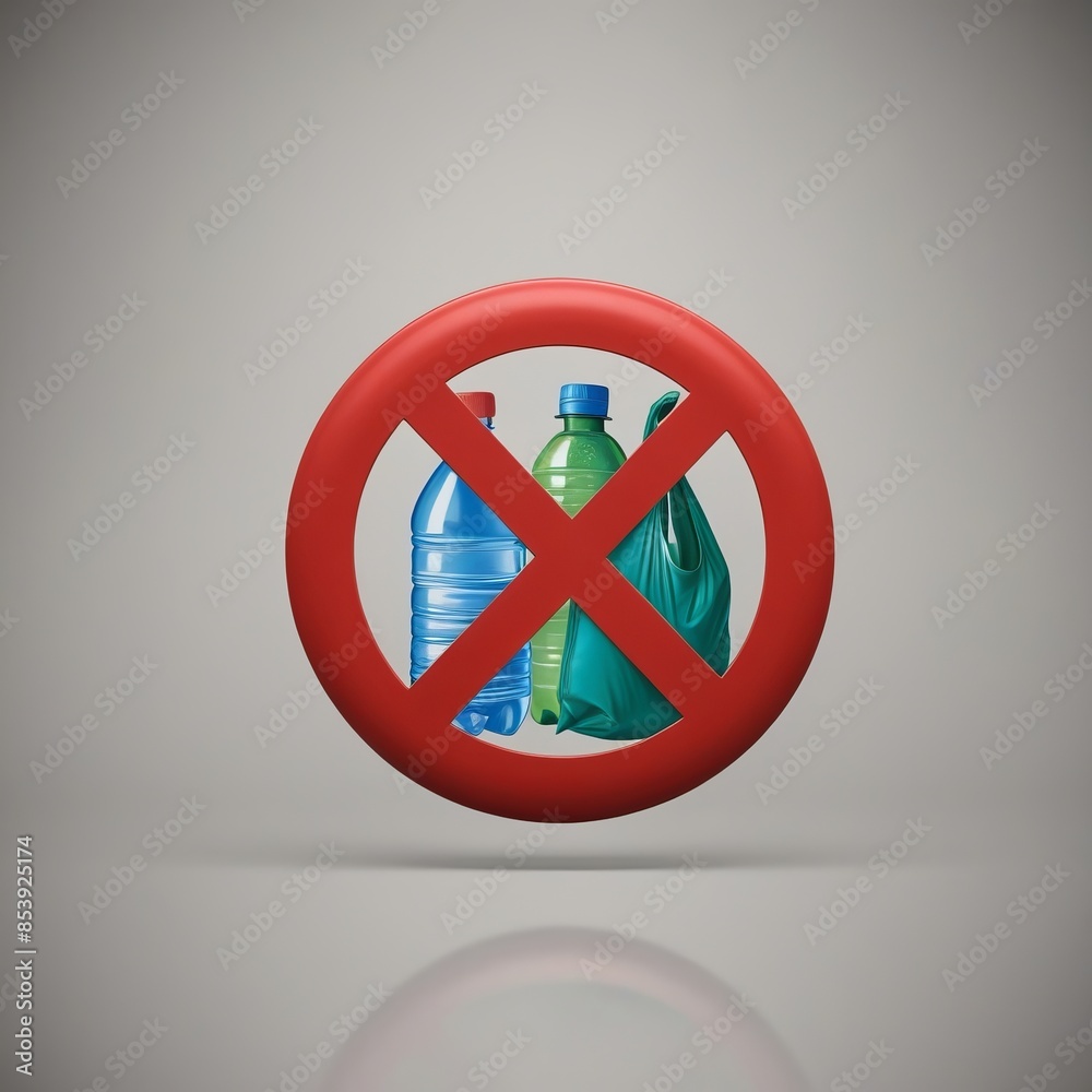 Stop plastic. Stop using single use plastic. Say no to plastic. Stock ...