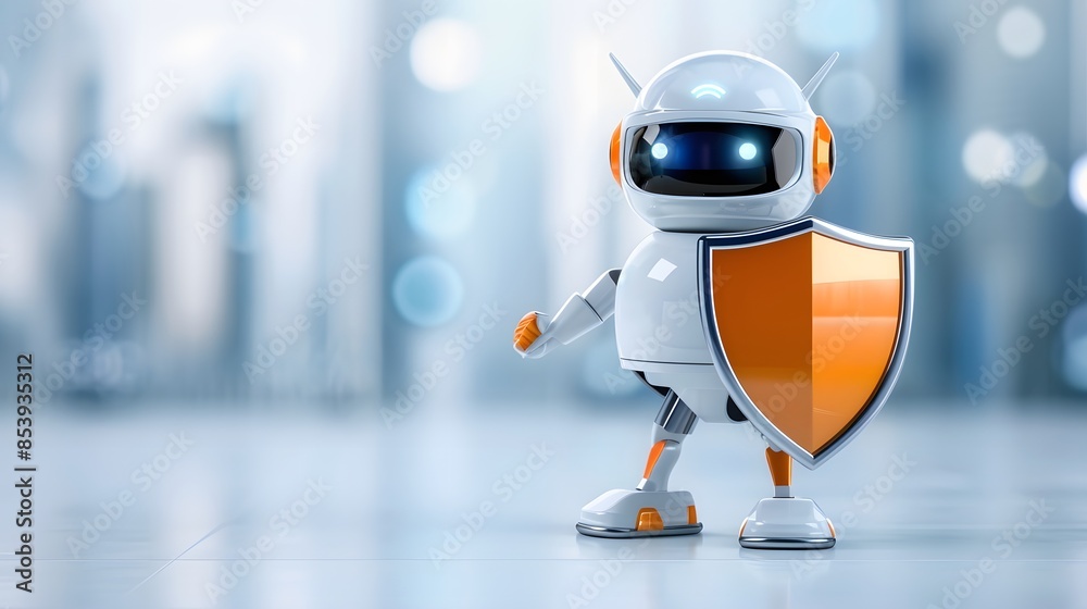 A cartoon of a computer character dressed as a superhero, standing ...