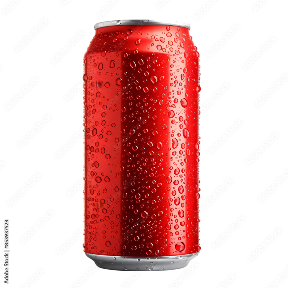 Poster Red Soda Can with Condensation,cutout on transparent backgrounds ...