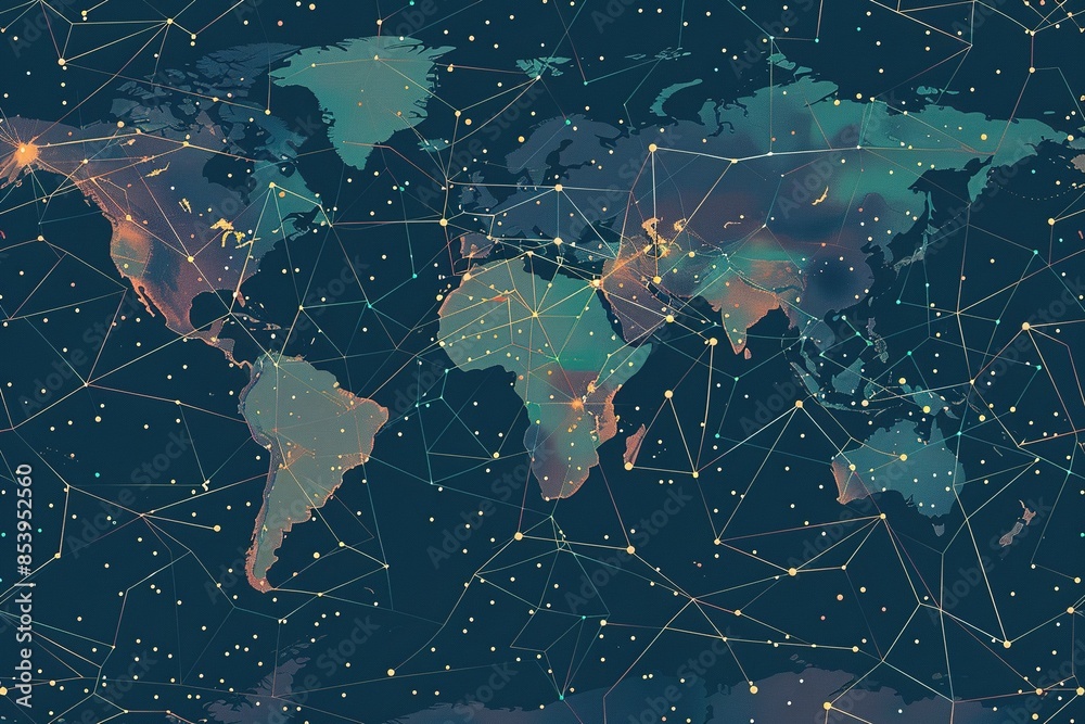 seamless pattern flat illustration style, world map Earth globe globe ...