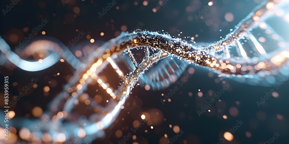 DNA nucleus swirls with vast data possibilities representing uncharted ...