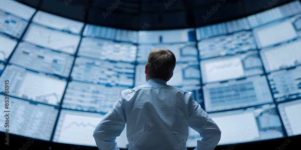 Analyzing business data graphs on a blueprint of an LCD TV screen ...