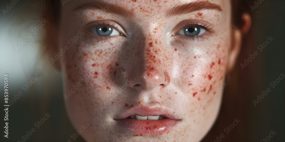 Closeup view of woman with red facial rash seeking Lupus treatment ...