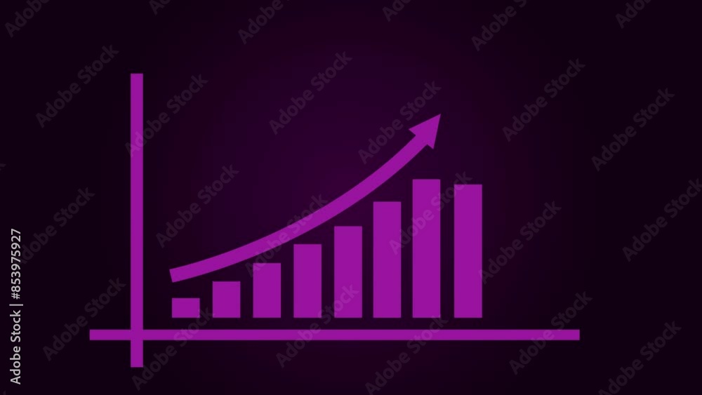 Business graph chart with upward trend animation. abstract business ...