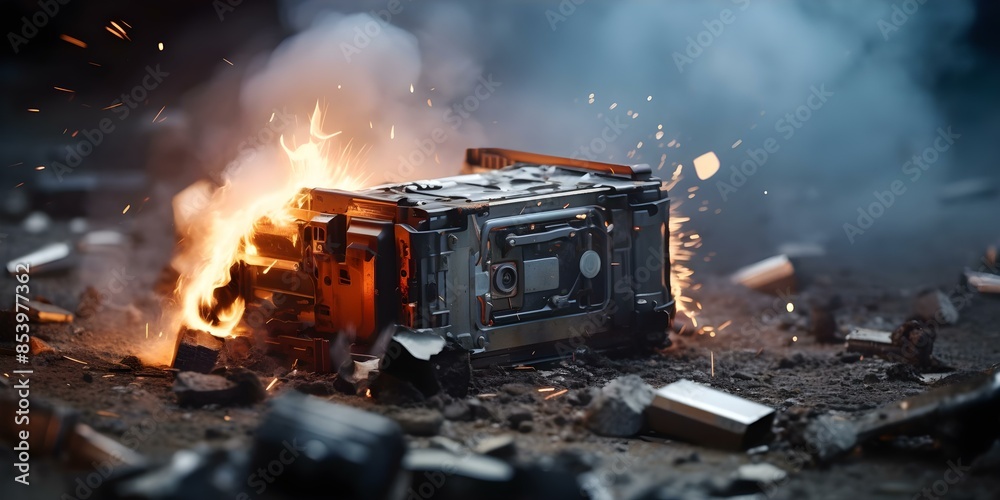 Poorly made lithium battery exploded due to overheating posing safety ...