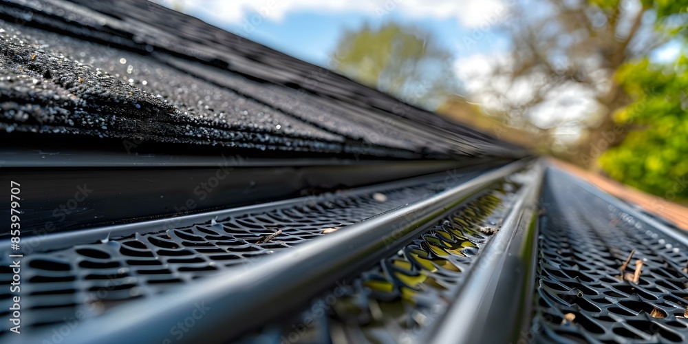 Clogged roof gutters causing damage to plastic leaf screen gutter guard ...