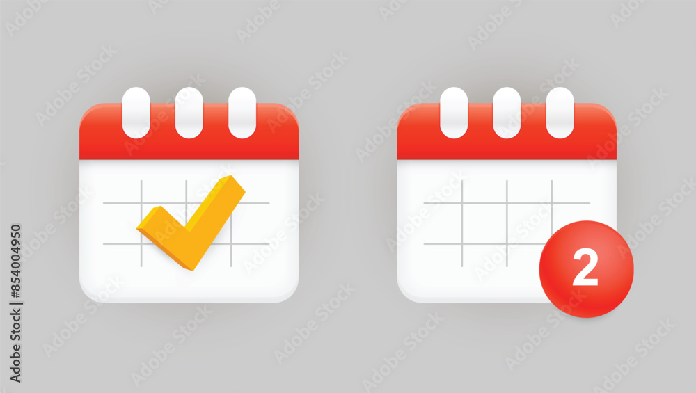 Reminder app icons design. Calendar icons design, with checked sign for ...