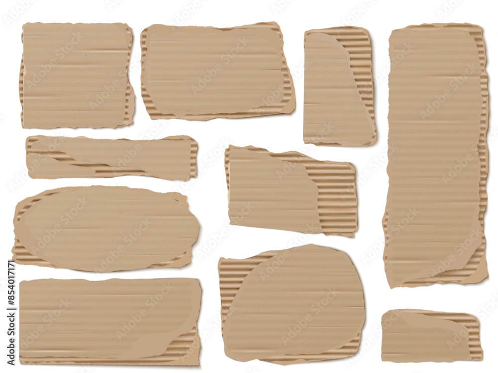 Set of realistic torn cardboard textures for mockups. Stock Vector ...