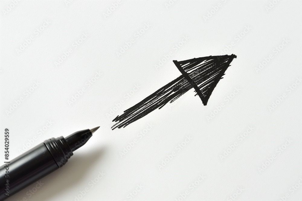 Arrow drawn with black marker on white background, Hand-Drawn Arrow ...