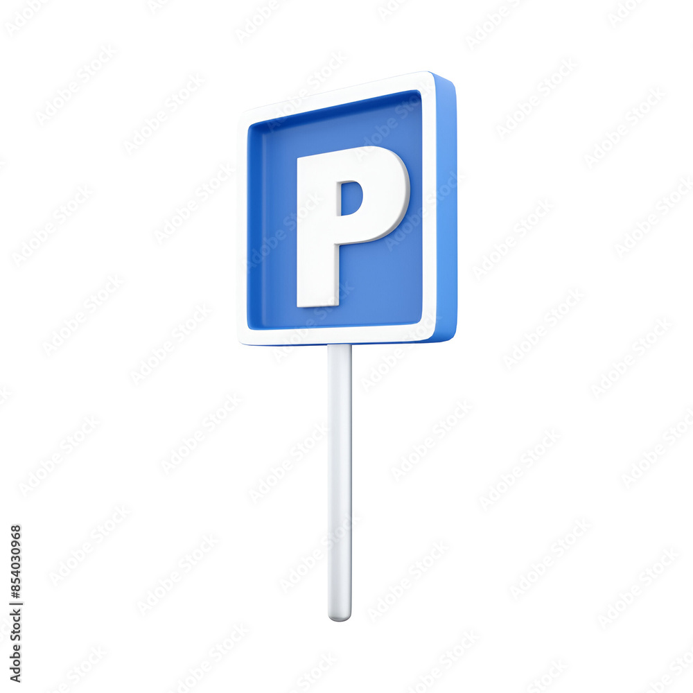 A blue parking sign with the letter P indicating a parking area ...