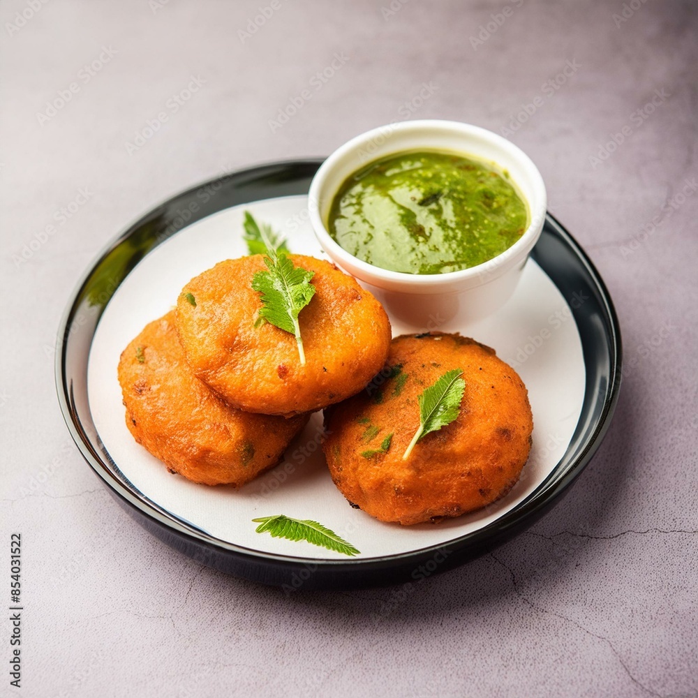 Indian street food aloo tikki also called tiki, potato patties, patty ...