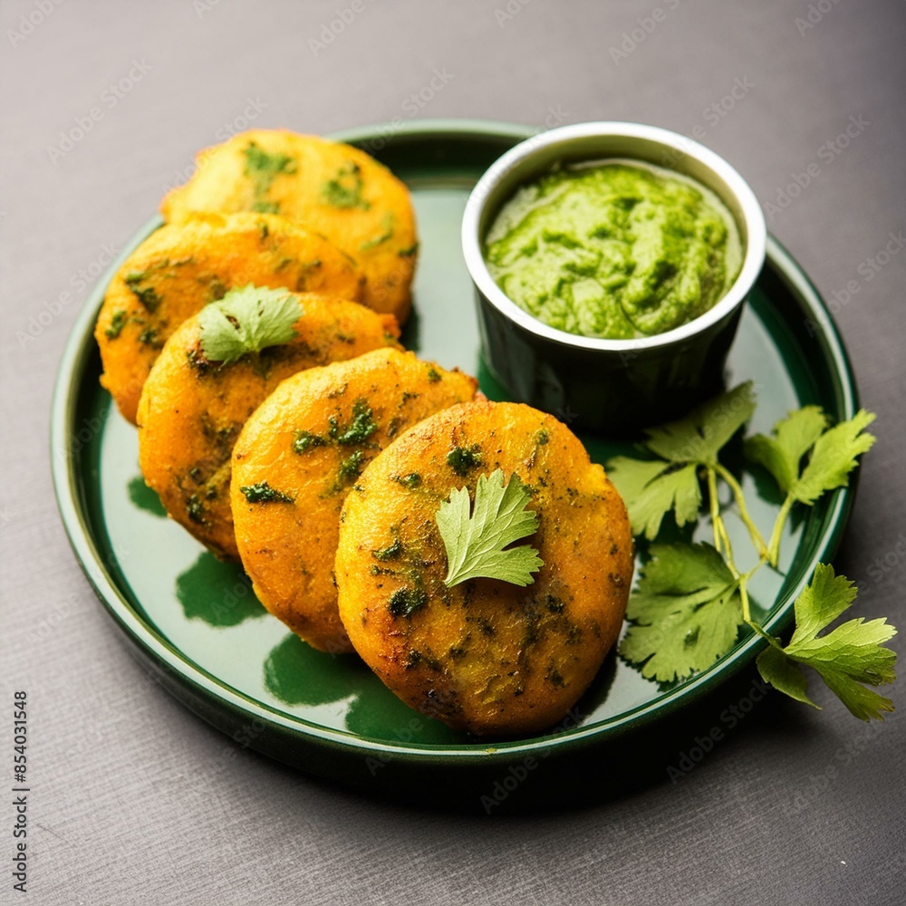 Indian street food aloo tikki also called tiki, potato patties, patty ...