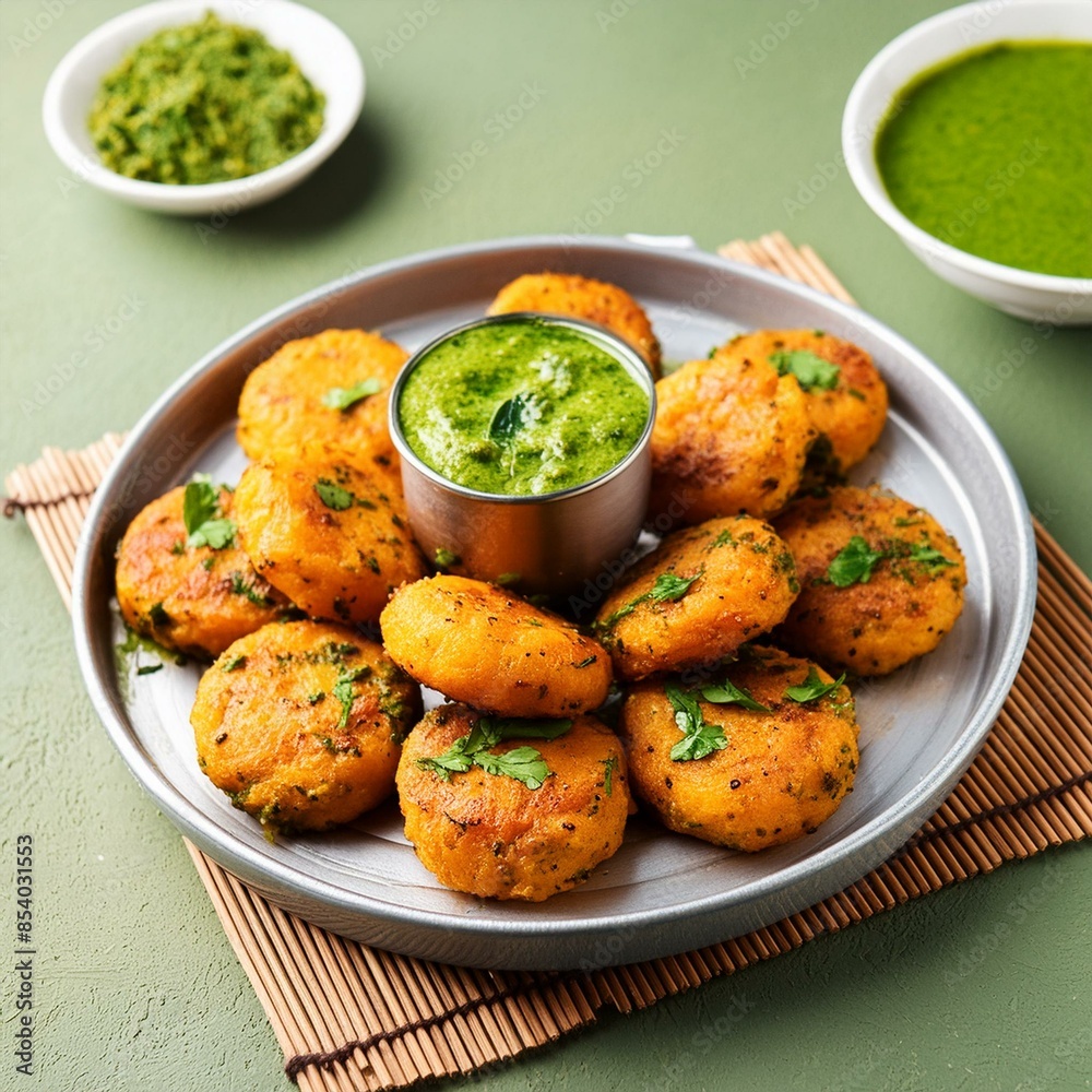 Indian street food aloo tikki also called tiki, potato patties, patty ...