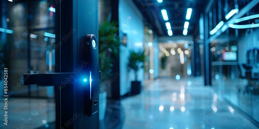 Office entrance features hightech biometric fingerprint access control ...