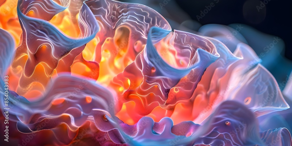 View inside stomach shows illuminated mucosa folds with soft internal ...