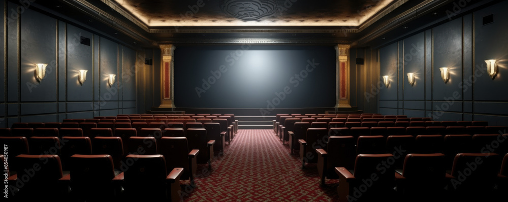 Professional 3D generated luxury cinema interior with a big stage ...
