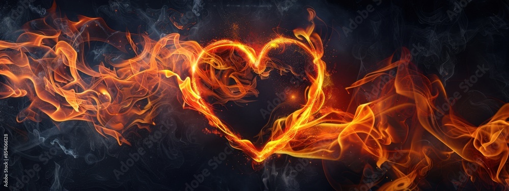 Fire heart flame love passion abstract smoke valentine background hot ...