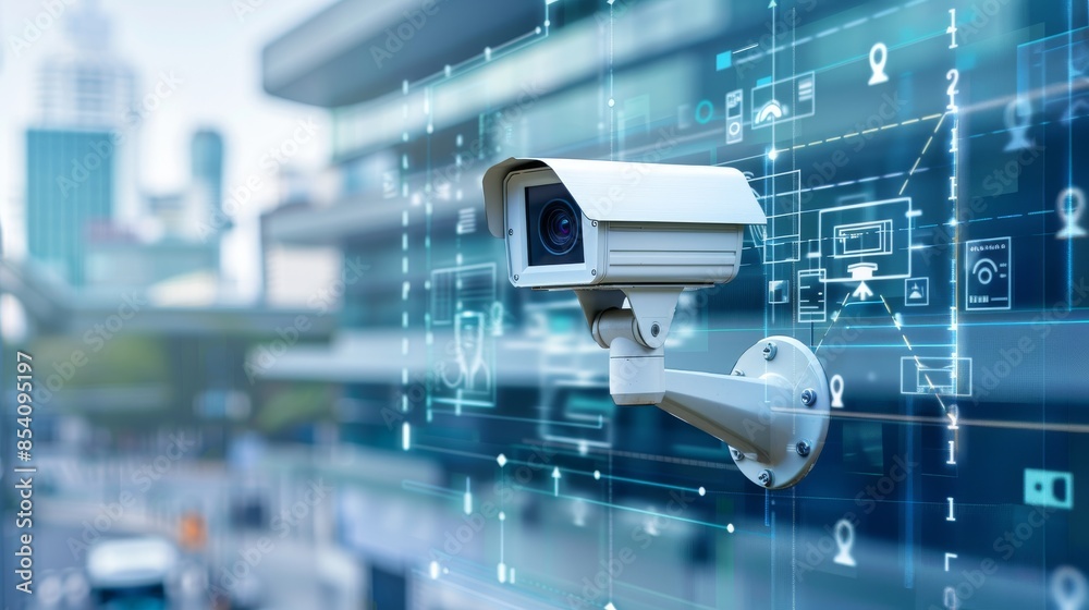 Visual representation of surveillance cameras or digital monitoring ...