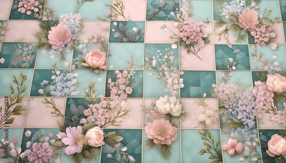 create a seamless checker pattern in 2d featuring a pastel color scheme ...