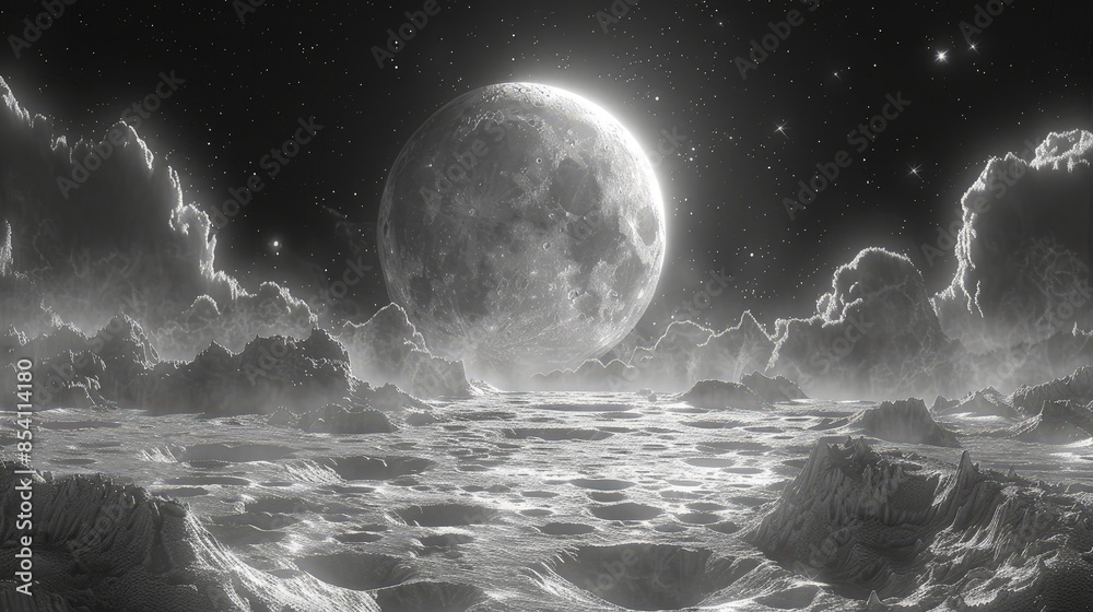 Grayscale Space Base on planet surface. Coloring page for adults. Stock ...