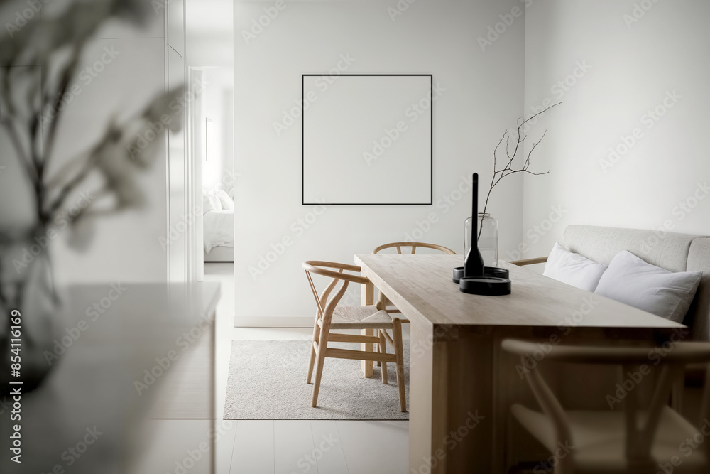 Mockup of frame for square poster in the dinning room interior ...