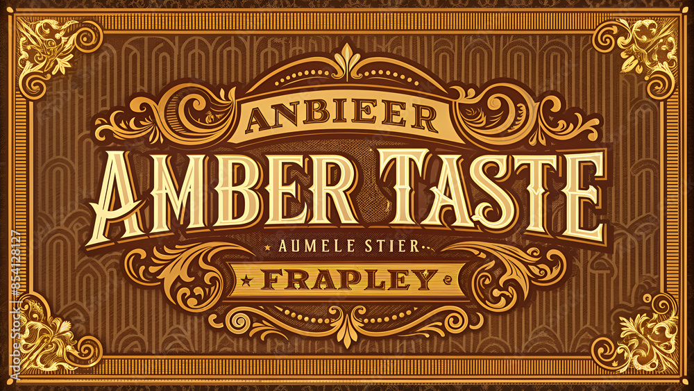 Vintage decorative font named "Amber Taste" with label design and ...