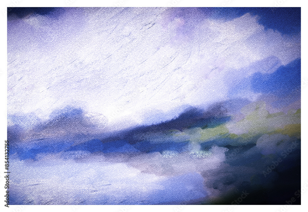 Impressionistic Cloudscape Over Mountain & Lake - Digital Painting, Art ...
