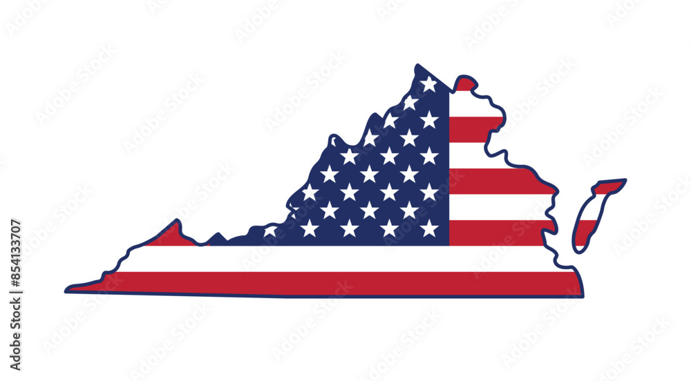 virginia va state map shape with USA flag transparent background Stock ...