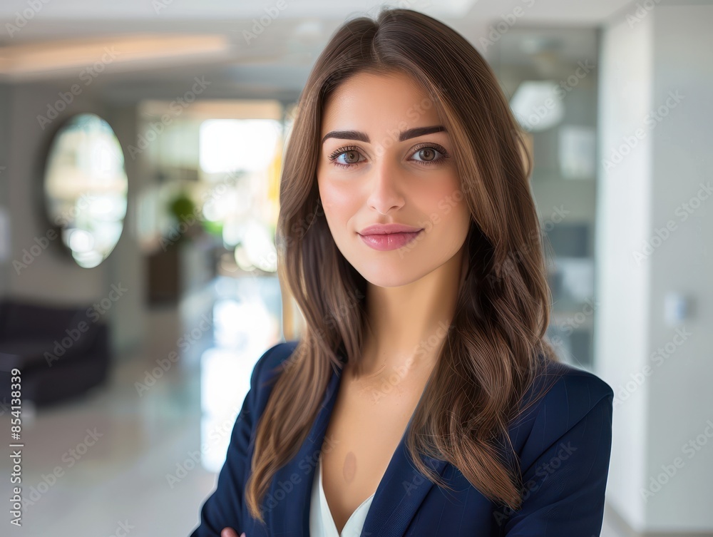 Professional business woman headshot in modern office background, real ...