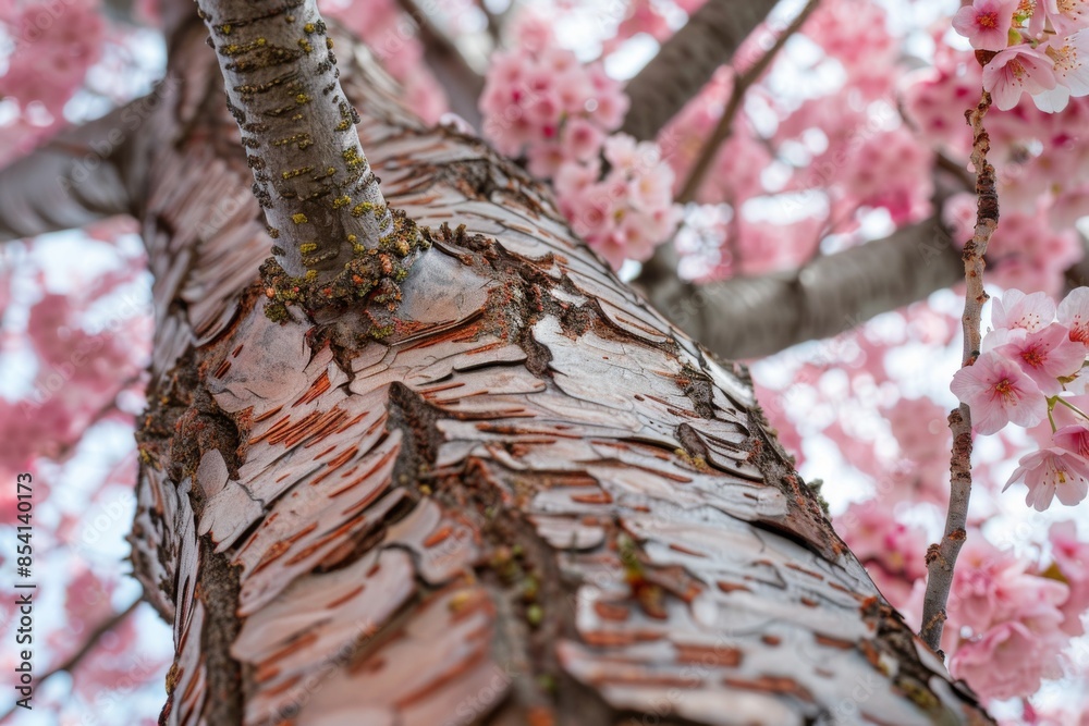 An artistic illustration capturing the delicate patterns of a cherry ...