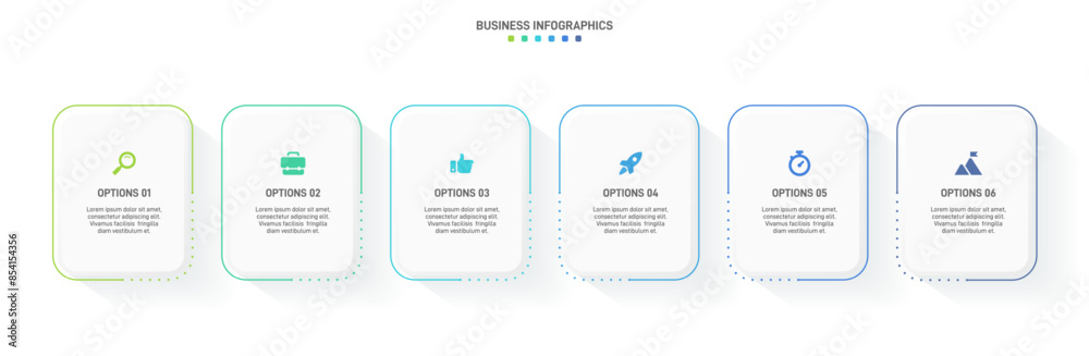 Horizontal progress bar featuring 6 arrow-shaped elements, symbolizing ...