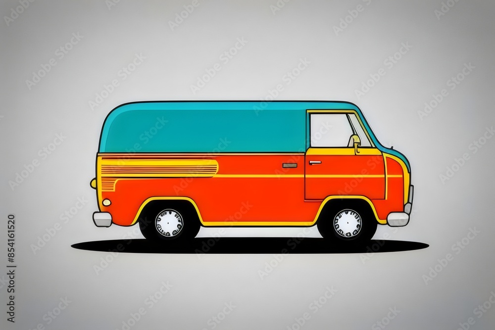 a image of a cartoon illustration of an unbranded fictional 1970s retro ...