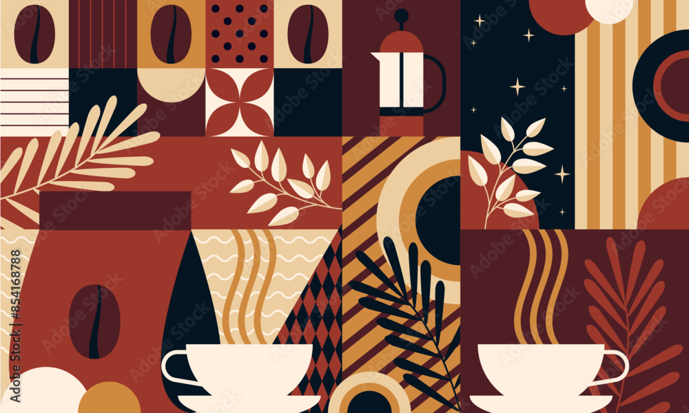 Coffee background. Set of coffee signs, icons, symbols for menu design ...