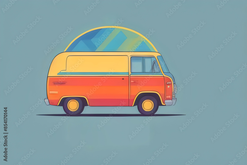 a image of a cartoon illustration of an unbranded fictional 1970s retro ...