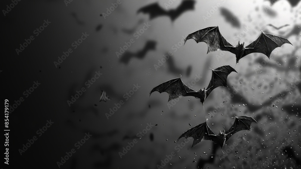 Bats Flying Through The Air In A Night Sky Stock Illustration | Adobe Stock