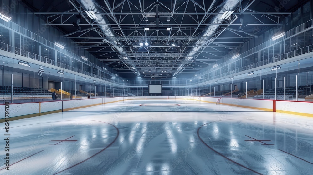 empty ice hockey rink in modern sport arena professional stadium ...