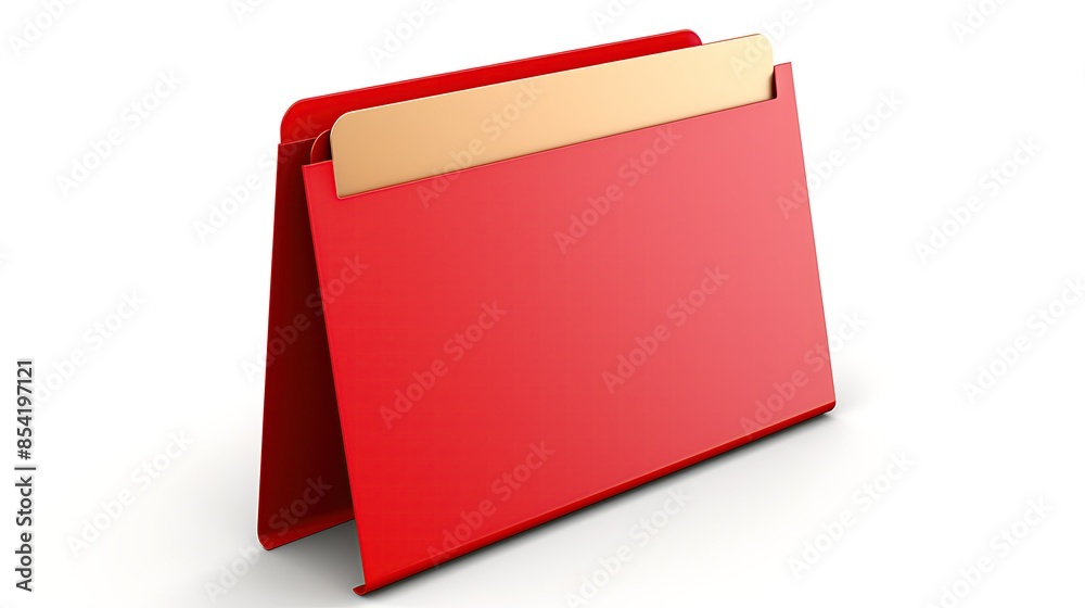 3d rendering of a red file folder with a gold tab. The folder is ...