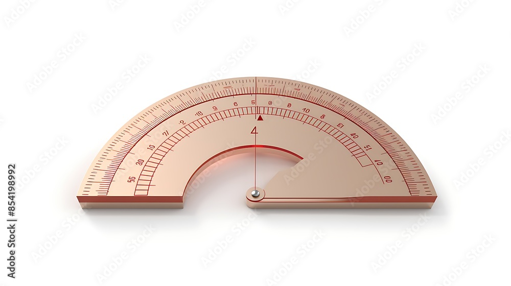 Rose gold protractor isolated on white background. Measuring instrument ...