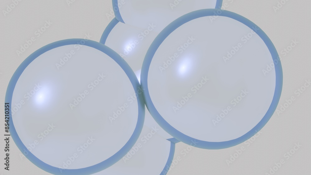 The image represents three 3D-styled blue balls floating in the sky on ...