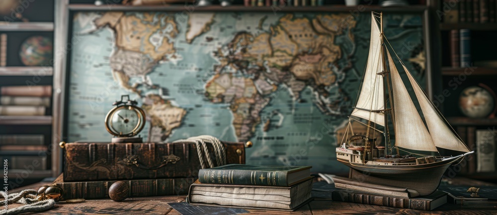 Stock background with old map. Adventure concept. Stock Illustration ...